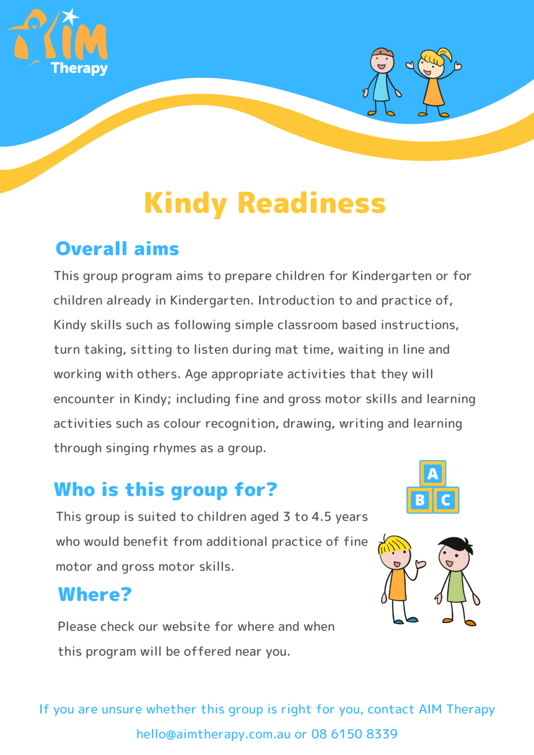 Kindy Readiness | AIM Therapy